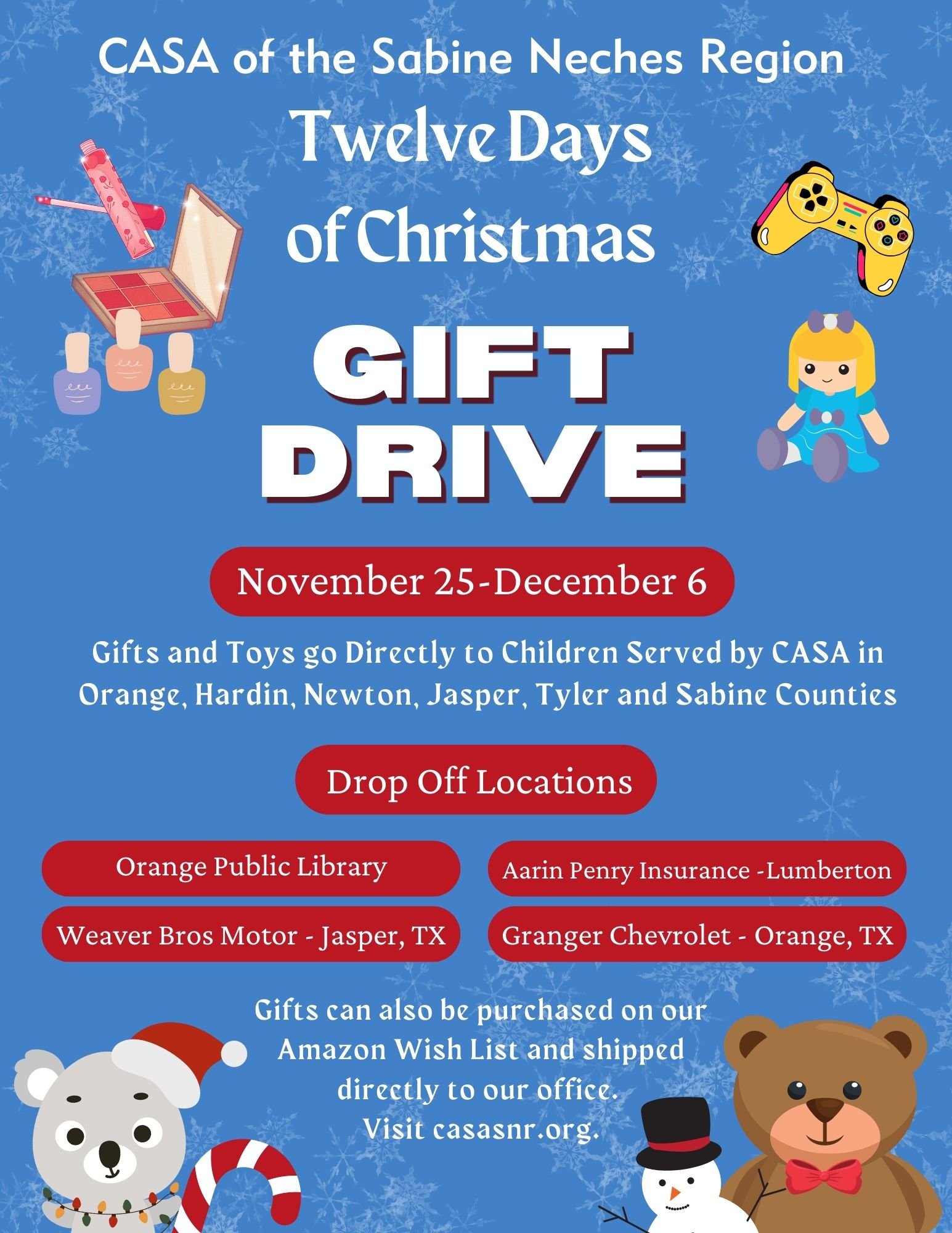 CASA Plans Twelve Days of Christmas Gift Drive – Orange County Local Scoop
