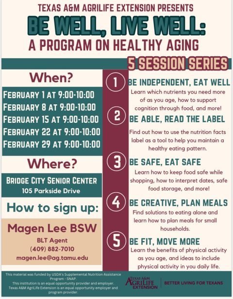 Texas A&M Agrilife Extension to Host Healthy Aging Program – Orange ...